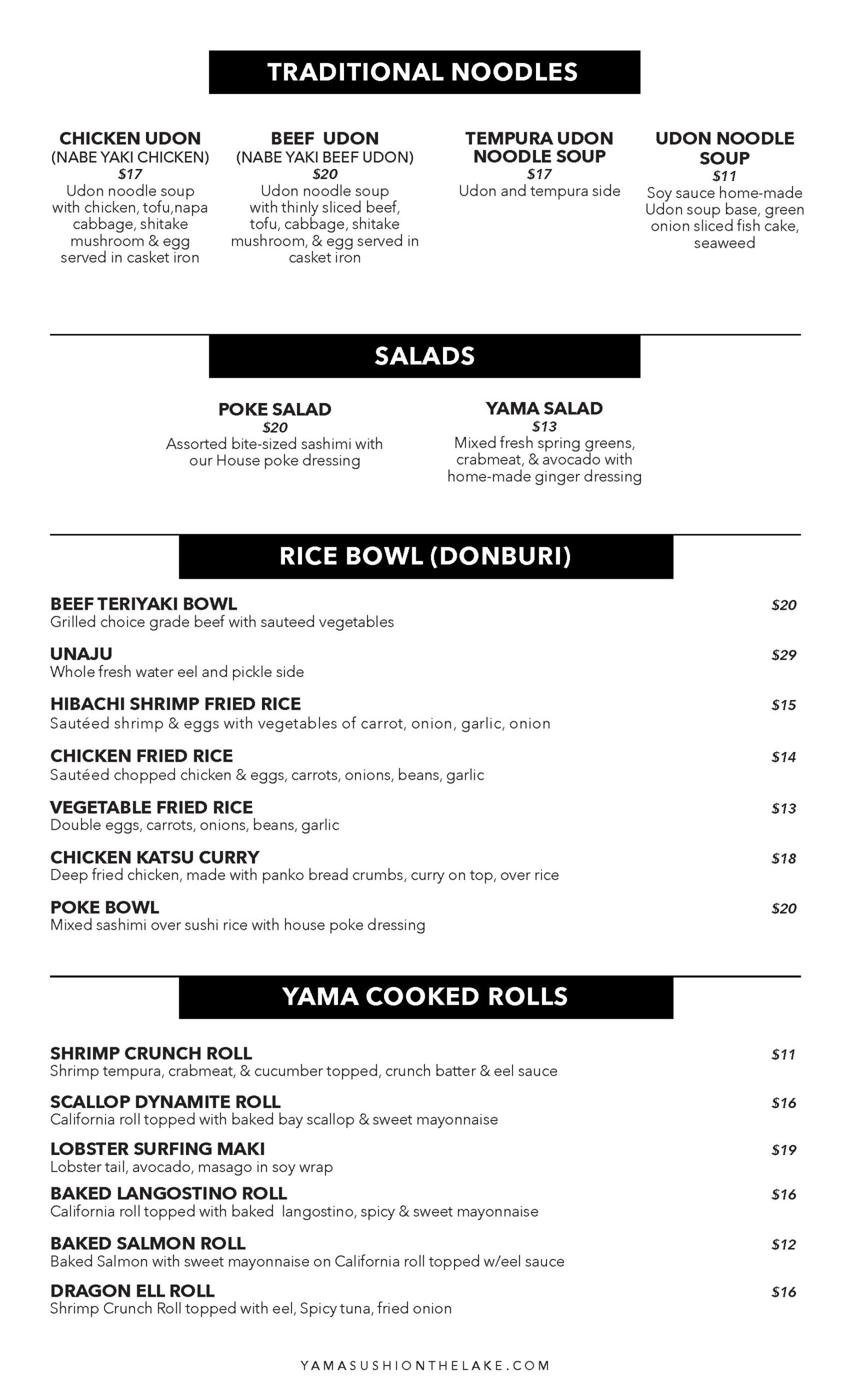 Menu › Yama Sushi on the Lake – Mission Viejo ‹ Voted The Best Sushi In ...